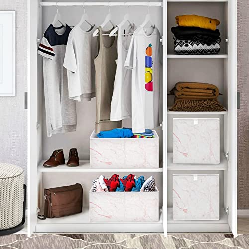 ALAZA Collapsible Storage Cubes Organizer,Rose Gold Marble Storage Containers Closet Shelf Organizer with Handles for Home Office