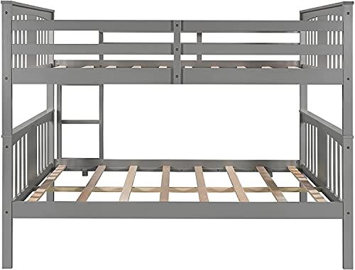 ATH-S Twin Over Twin Bunk Bed with Trundle, Solid Wood Bunk Beds for (White) (Color : Grey, Size : Full Over Full)