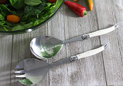 French Home LG038 2 Piece Salad Servers, Faux Ivory