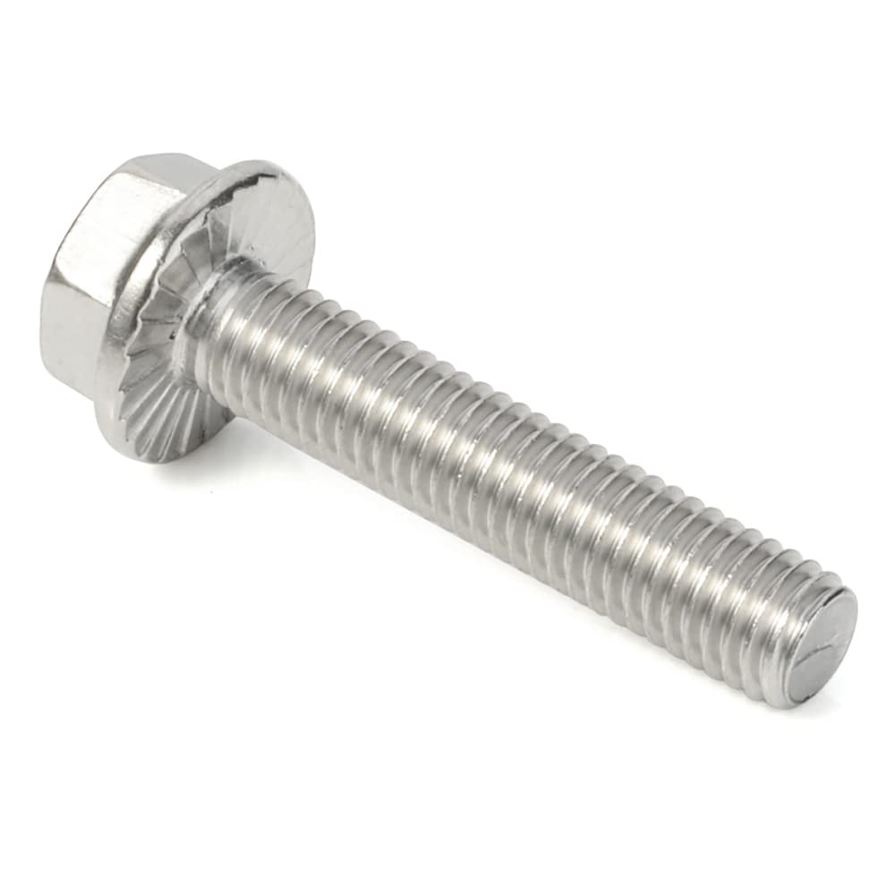 M6 x 10mm 12mm 16mm 20mm 25mm Flanged Hex Head Bolts Flange Hexagon Screw Assortment, Stainless Steel 18-8 (304), DIN 6921, Quantity 25