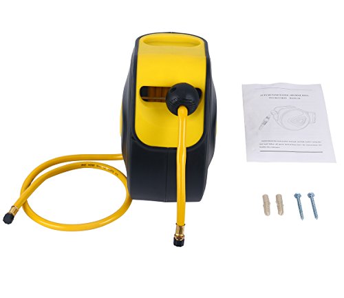 8MILELAKE Retractable Auto Rewind Air Hose Reel Wall Mount Tool Air Compressor 33ft x5/16inches 180 degree rotation Air Hose Reel