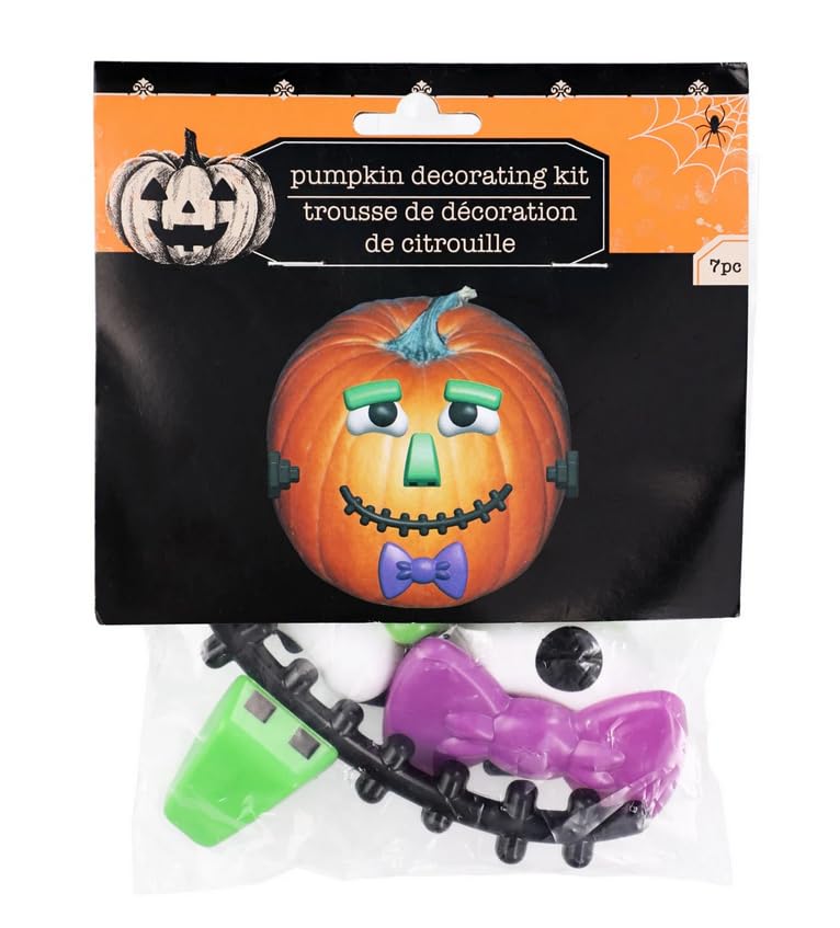 Halloween Plastic Push in Pumpkin Decorating Kits No Carving Kits 2 Sets 8 Packs Halloween Pumpkin Faces Push in