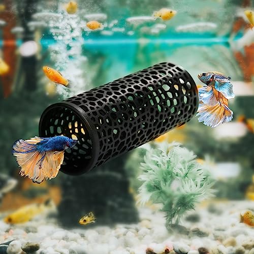 Abizoo Betta Fish Toys,Betta Tunnel Black,Small Hole Hollow Betta Fish cave,Safer for Small Fish Shrimp Betta Guppies,Aquarium Decor Fish Tank Accessories Decorations Hideout Tube