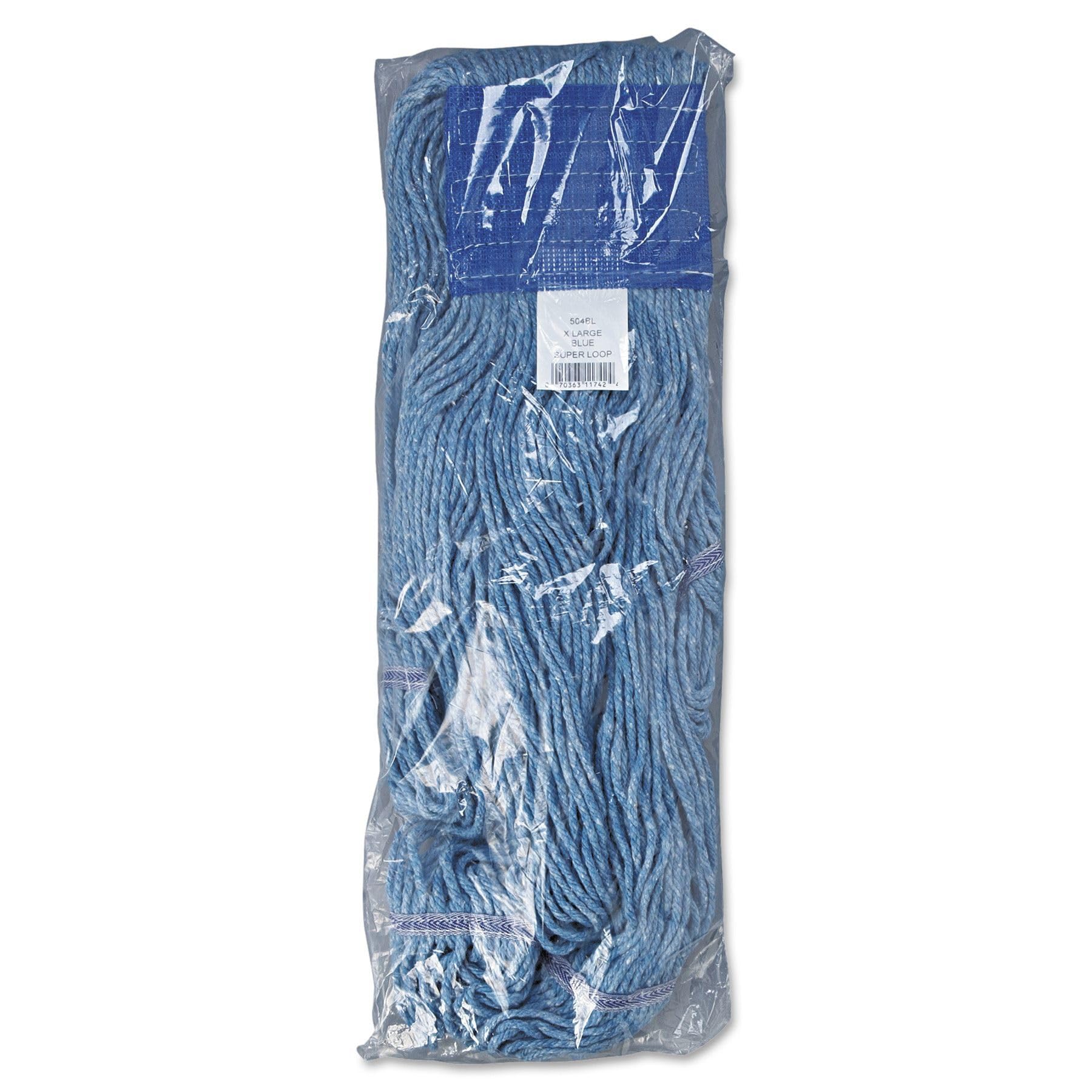 Boardwalk BWK504BL 5 in. Super Loop Cotton/Synthetic Fiber Wet Mop Head - X-Large, Blue (12/Carton)