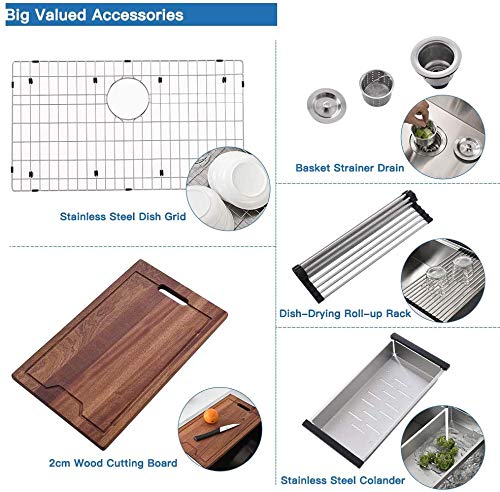 30 Inch Drop In Farmhouse Sink Workstation-Bokaiya 30x22 Inch Stainless Steel Farmhouse Drop In Sink Top Mount Workstation Kitchen Sink 16 Gauge Single Bowl Deep Kitchen Sink