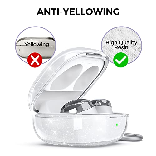 AhaStyle Compatible with Samsung Galaxy Buds 2 Pro Case/Galaxy Buds 2 Case/Galaxy Buds Pro Case/Galaxy Buds Live Case Transparent Cover [Anti-Yellowing] (Shine)