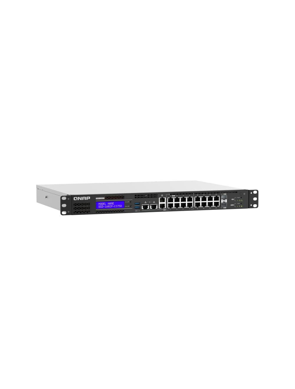 QNAP QGD-1602P-C3758-16G 18 Port Smart Edge PoE Switch with 2.5GbE and 10GbE Capability, Intel Atom C3758 CPU, 16gb ram