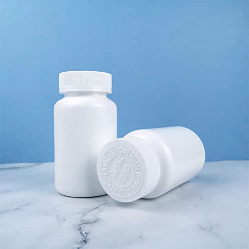 Othmro PE Plastic Lab Chemical Reagent Bottles 5pcs, 51ml/1.72oz Wide Mouth 28mmID Round Sample Liquid Storage Container Sealing Bottles White with Cap