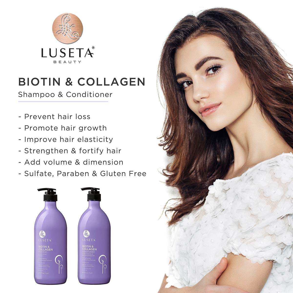 Biotin & Collagen Shampoo Conditioner Set,Thicking Shampoo for Hair Loss & Fast Hair Growth, Sulfate & Paraben Free, Keratin & Color Safe, 2x33.08oz