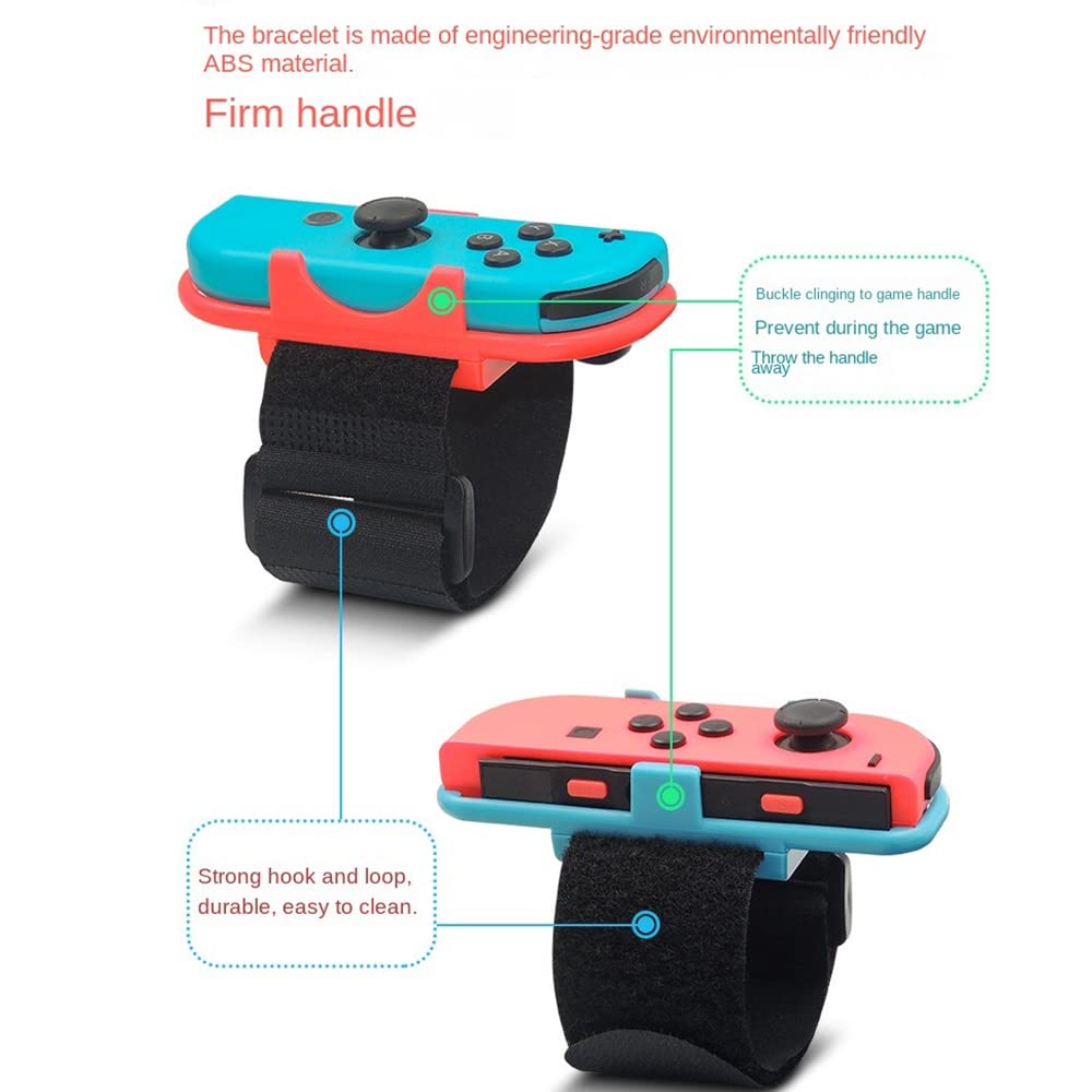 2 Pack Wrist Bands for Just Dance, Adjustable Elastic Strap for Adults & Children, Compatible with Nintend Switch/Switch OLED Joycon Joy Cons Controller