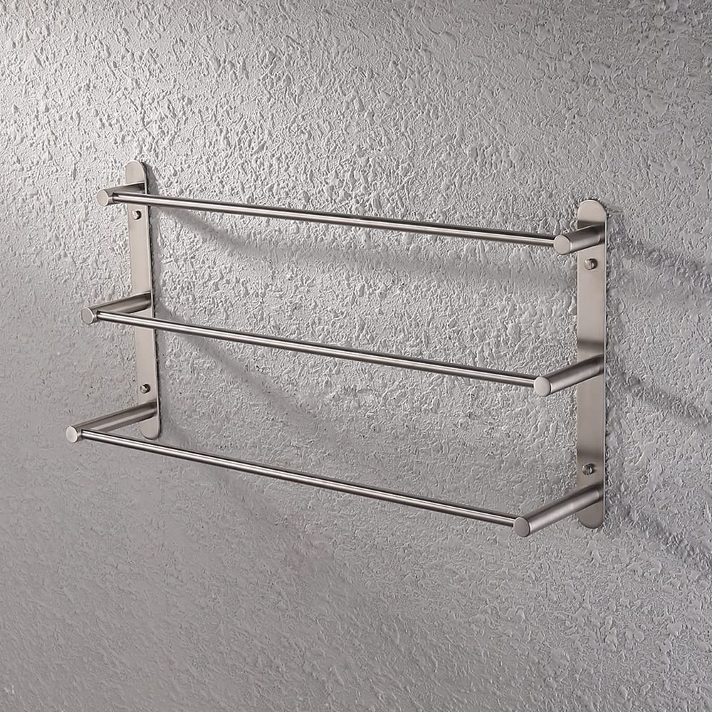 304 Stainless Steel Towel Rack 3-Layer Towel Bar Kitchen Hardware Pendant Bath Towel Rack Drawing Bathroom Towel Hanging Rack Wall Mounted Towel Rack Shower Tidy Hanging Shelf Organizer Bar