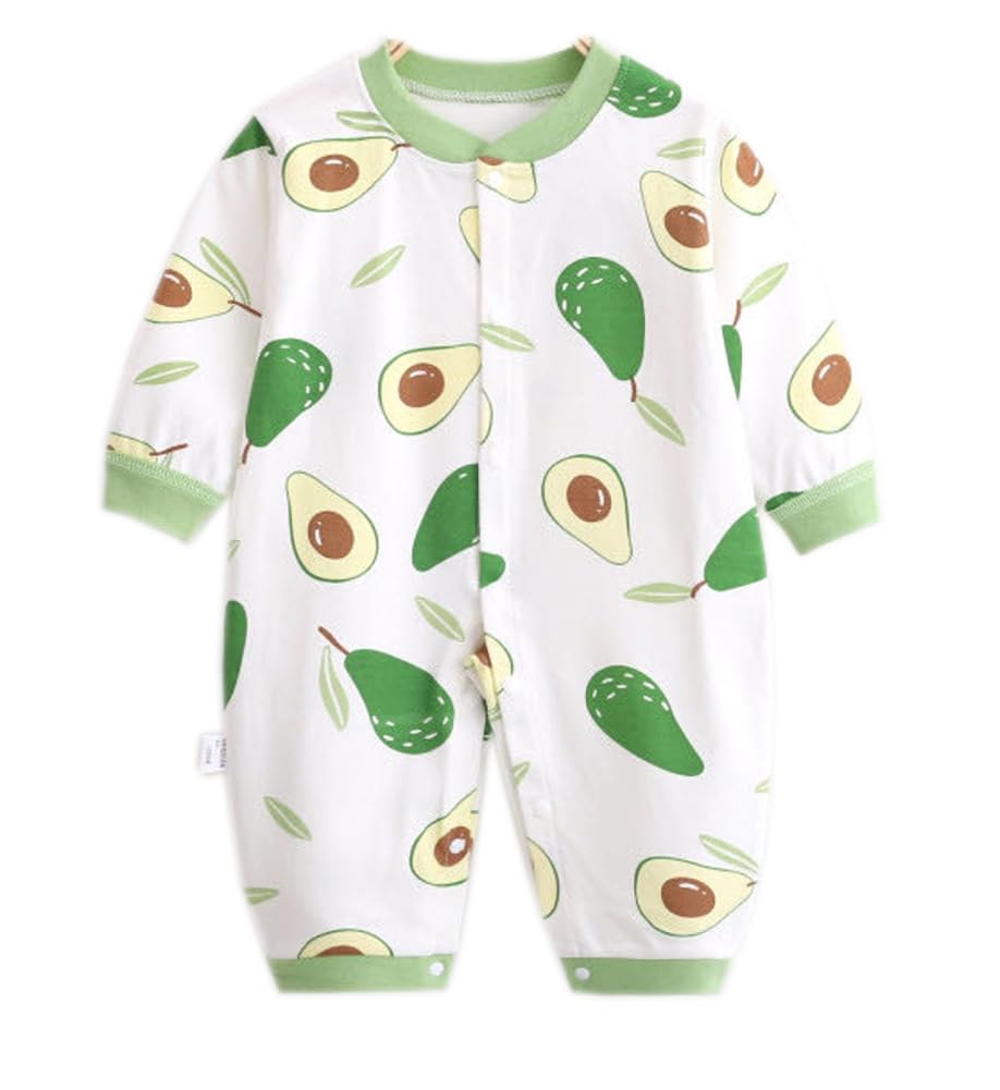 Vinesen Newborn Infant Baby Boy Girl One-Piece Outfits Summer Clothes Cotton Long Unisex Romper Jumpsuit 3-6 Months Avocado