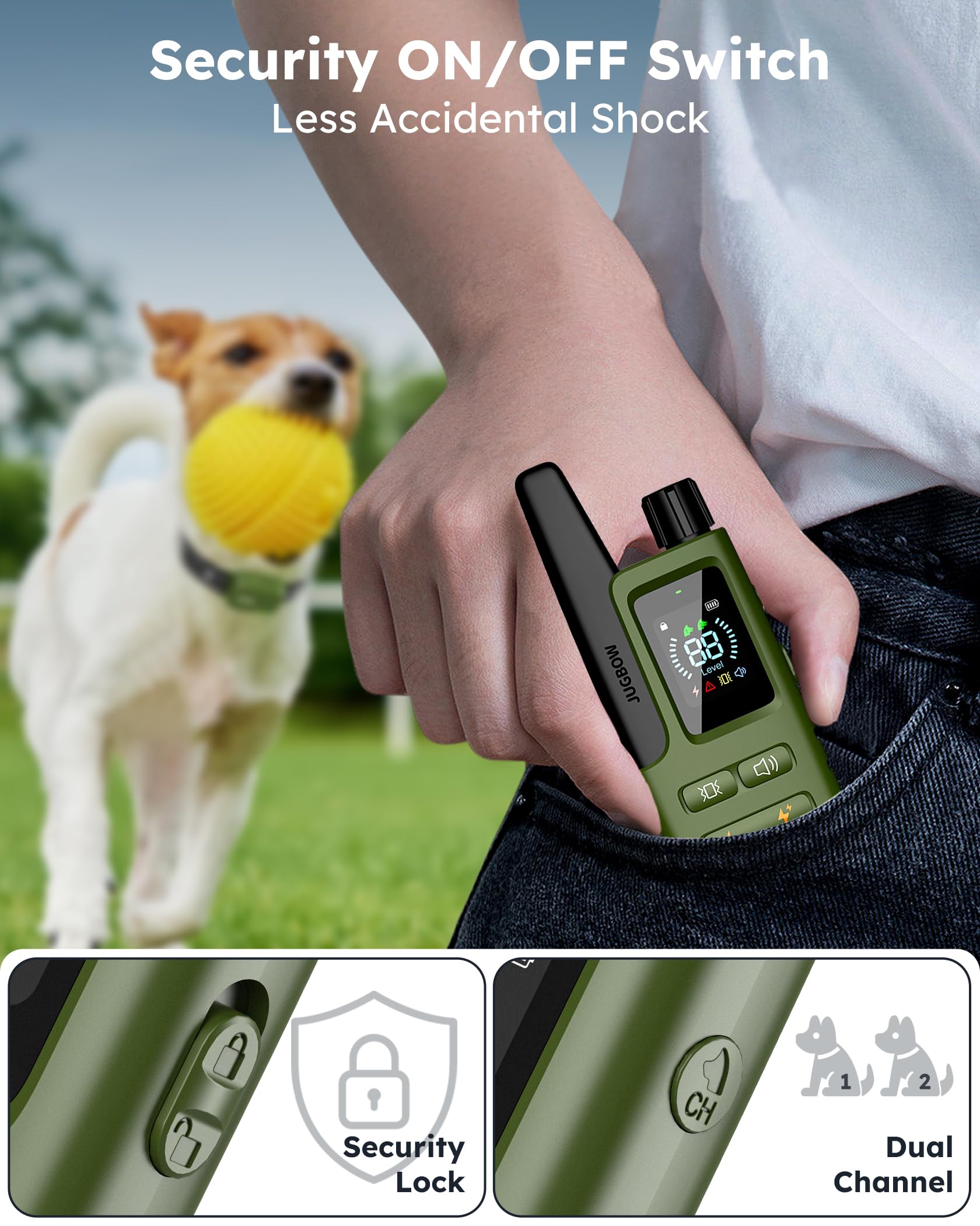 Jugbow Dog Shock Collar 2 Dogs (10-120Lbs) - 3300FT Dog Training Collar with Remote IPX7 Waterproof Electric Collar with 4 Training Modes, Security Lock, Rechargeable e-Collar for All Breeds, Sizes