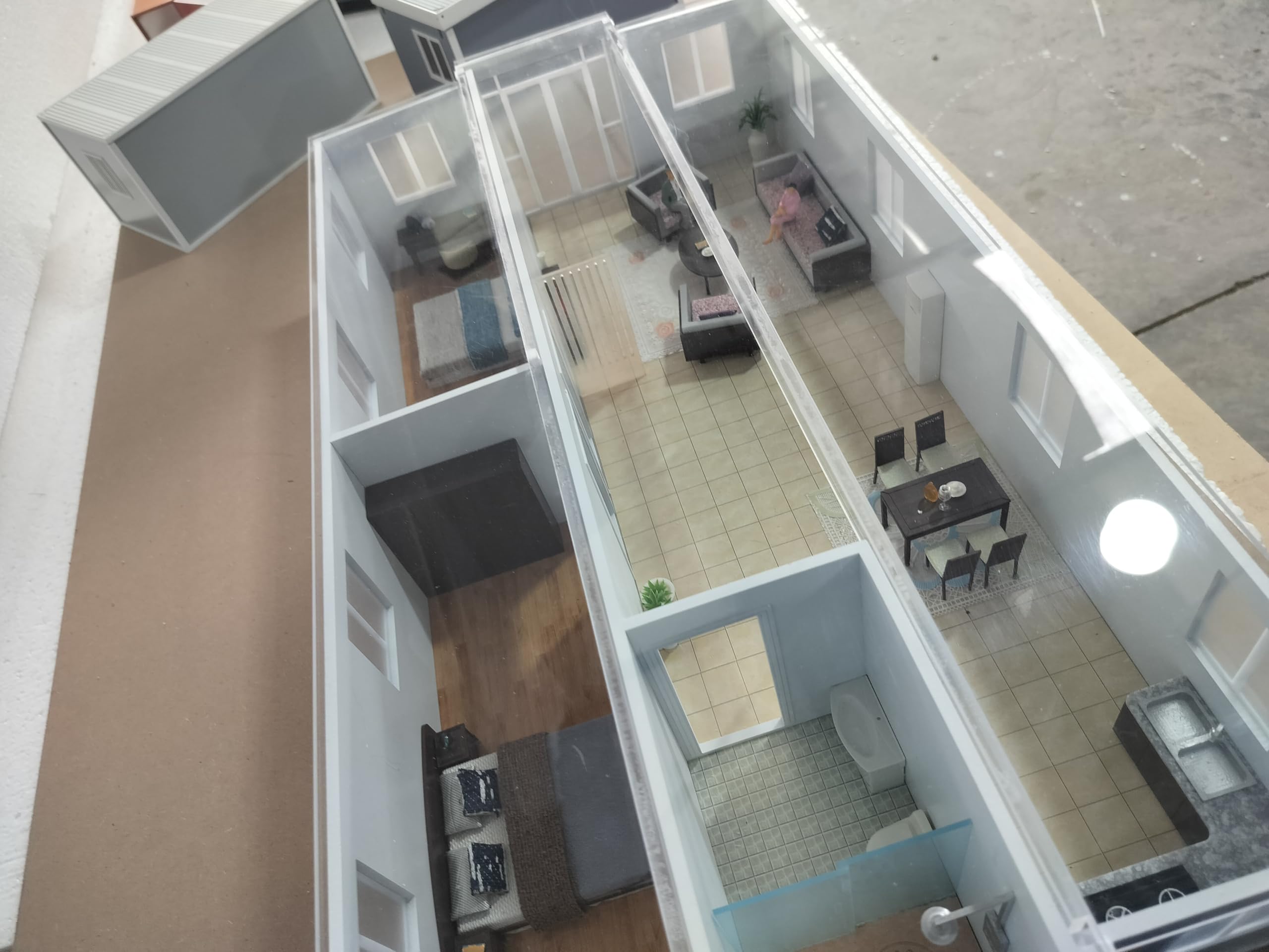 30FT 2 Bedroom Prefab House Tiny Homes to Live in for Adults Kits casas prefabricadas para Vivir Mobile Home Mini Modular Foldable Container House for Sale 1:20 Model with Kitchen, Bathroom, Sofa Bed