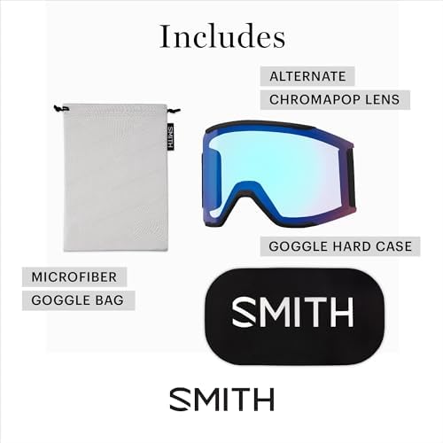 SMITH Squad MAG Goggles with ChromaPop Lens – Performance Snowsports Goggles with Easy Lens Change Technology for Skiing & Snowboarding – for Men & Women – Black + Everyday Rose Gold Mirror Lens