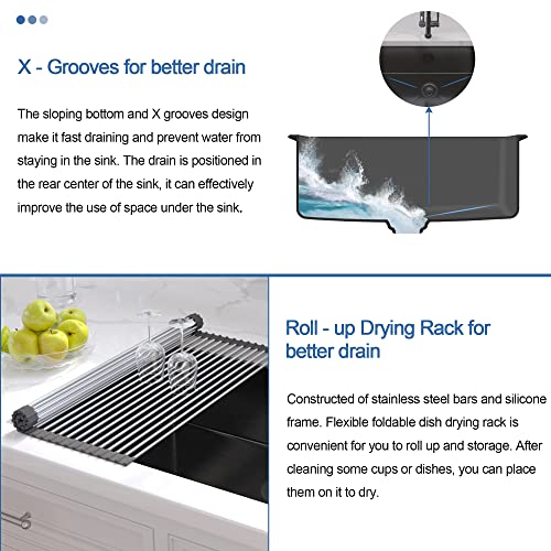 30-inch Workstation Undermount Kitchen Sink -CELAENO Modern Handmade Stainless Steel Kitchen Sink 18 Gauge with Ledge, Single Bowl Kitchen Sink is equipped with various accessories