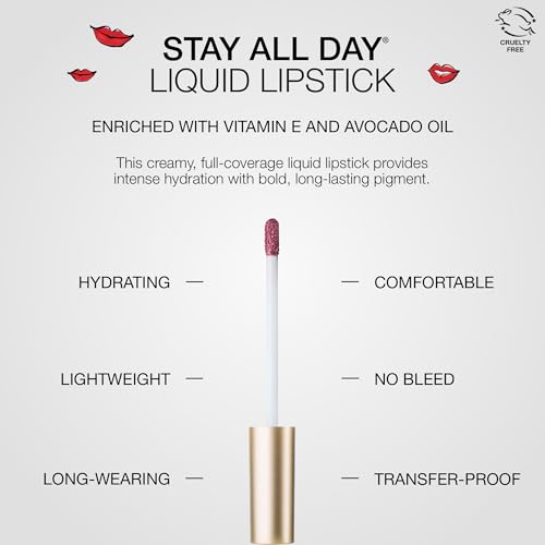 stila Stay All Day® Liquid Lipstick, Matte | Long-Lasting Color Wear, No Transfer or Bleed | Hydrating & Lightweight with vitamin E & Avocado Oil for Soft Lips | Valentina, .10 Fl. Oz.