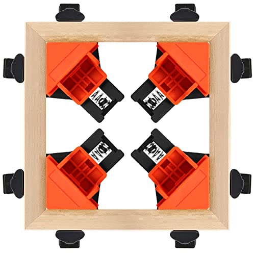 90 Degree Corner Clamps, Wood Working Tools, 4PCS Right Angle Clamps with Adjustable Spring Load, Clip Clamp Tool for Woodworking