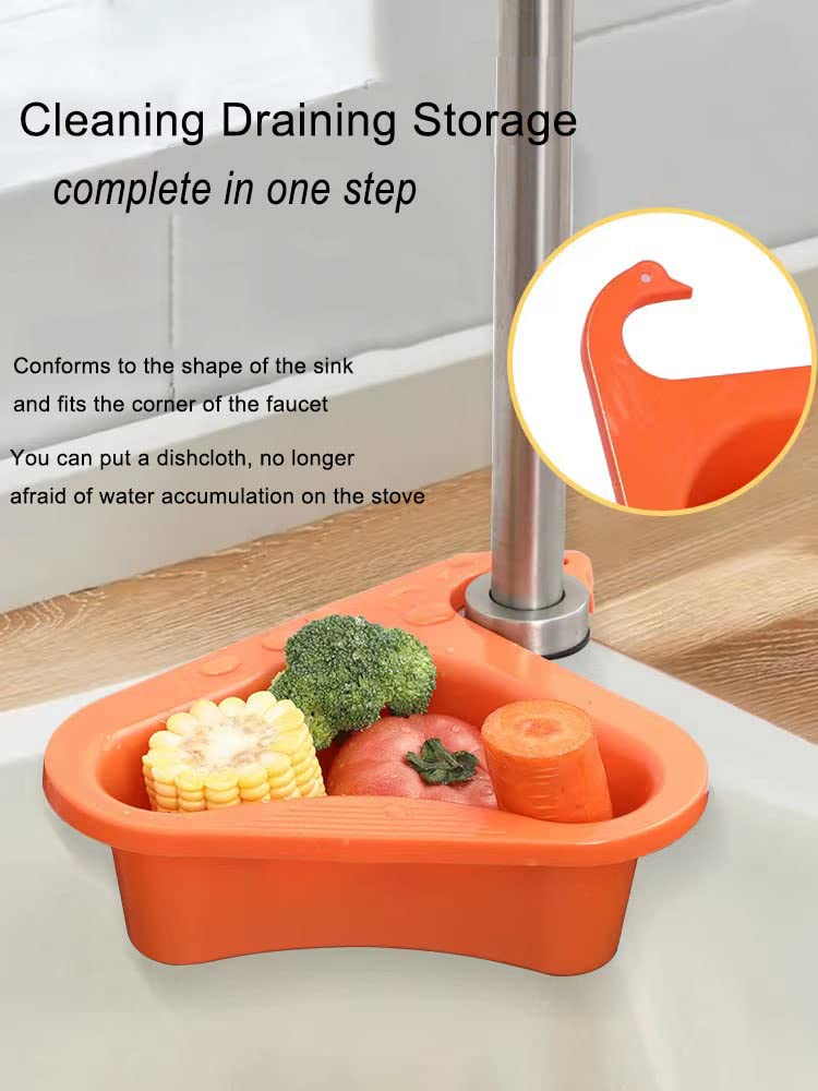 4 Pack Kitchen Sink Drain Basket Swan Drain Rack, Multifunctional Kitchen Triangular Sink Filter Swan Drain Basket for Kitchen Sink Hangs on Faucet Fits All Sink