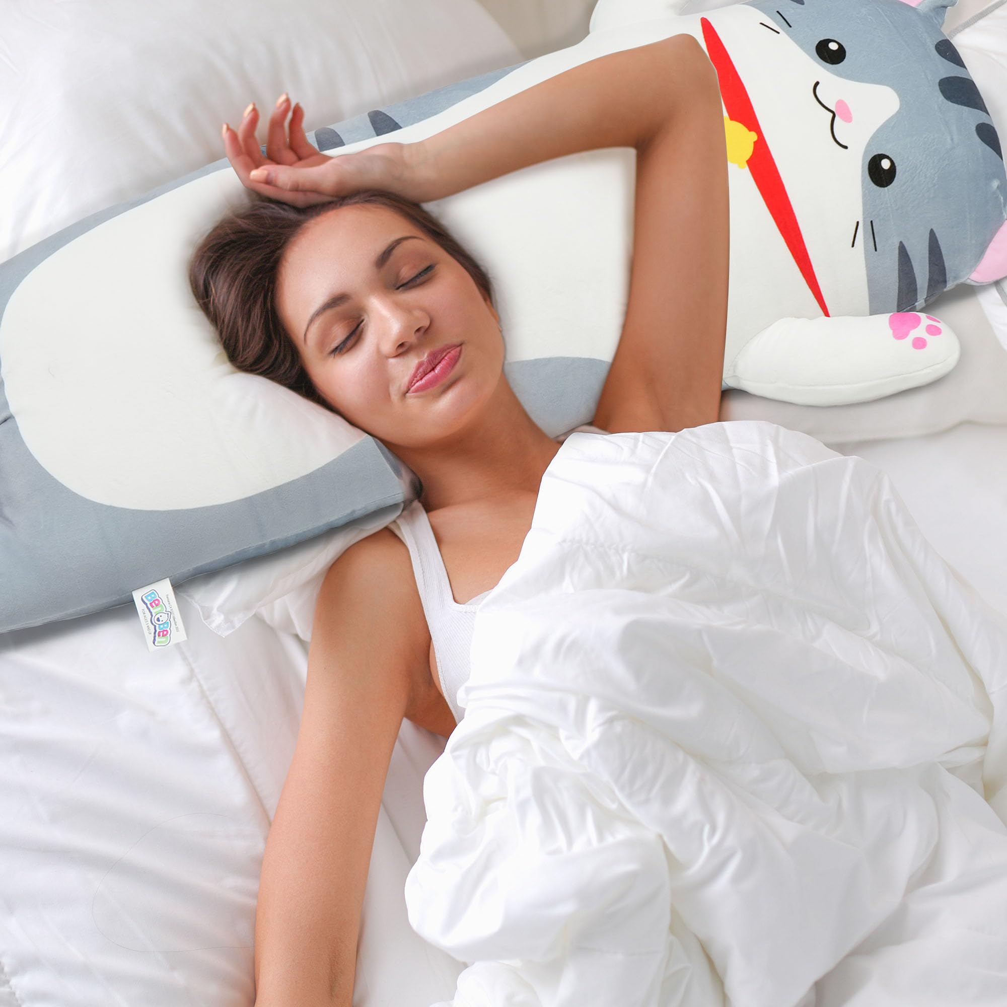 BenBen Cat Stuffed Animal, 35.5 inch Long Cat Plush Pillow, Cute Body Pillow for Kids, Adults, Soft Cuddle Pillow, Big Huggable Kitten Plushies Gift for Birthday, Christmas