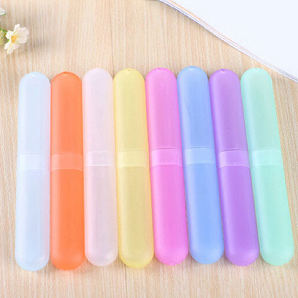 bjlongyi 1 pc Travel Toothbrush Case,Portable Toothbrush Storage Holder Cover Box for Hiking Camping Pink