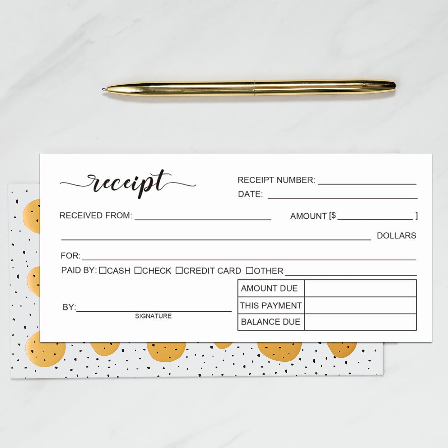 2 Packs 50-Set Receipt Pad, Carbon Duplicate Copy Sales Receipt Form, Invoice Booklet for Stores, Warehouses, Offices, and Restaurants, 6x3 Handheld, 2-Part Carbonless-White/Yellow.