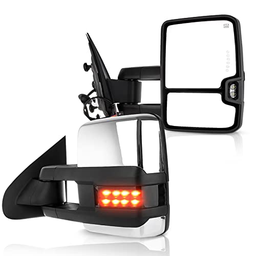 ECCPP Towing Mirrors fit for 2014-2017 for Chevy Silverado for GMC Sierra 1500 2015-2017 for Chevy Silverado for GMC Sierra 2500/3500 HD Tow Mirrors Power Heated LED Signal Left & Right Side