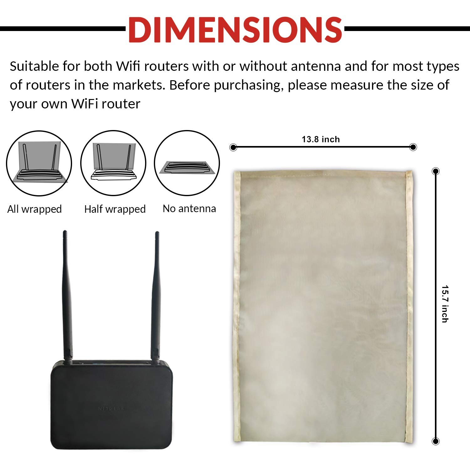 WiFi Router Cover EMF Radiation Shielding Cover, RF Blocking Wireless Router Shielding Guard, Blocks 5G Radiation Protective Cover 13.7 x 15.7 inch