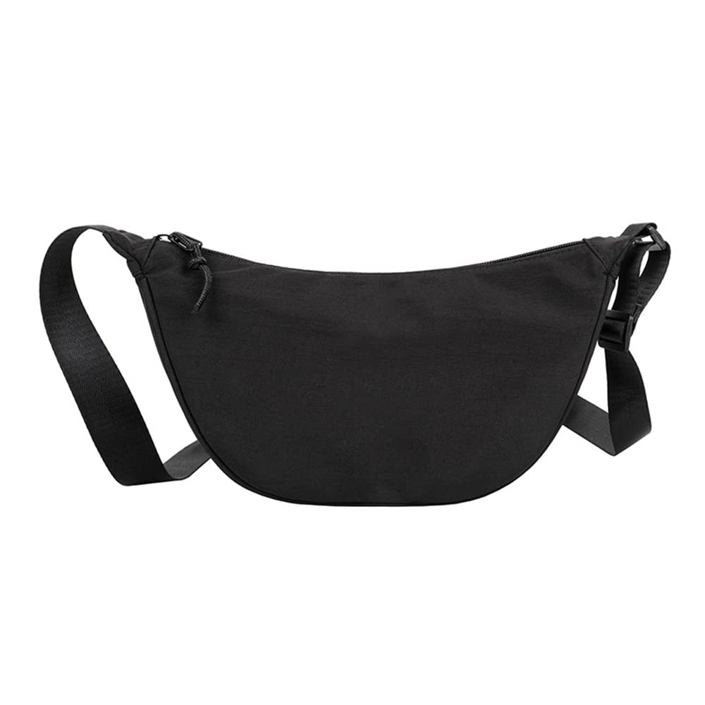 Hipi-shop Fashion color Personalized design nylon dumpling bag crossbody bag street style shoulder bag purse wallet for men and women (Black)