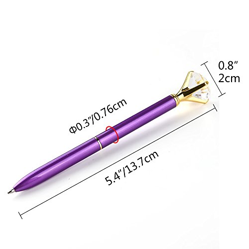 Coopay 12 Pieces Crystal Diamond Pens Bling Rhinestones Metal Ballpoint Pens Black Ink for School Office, 12 Color Variations