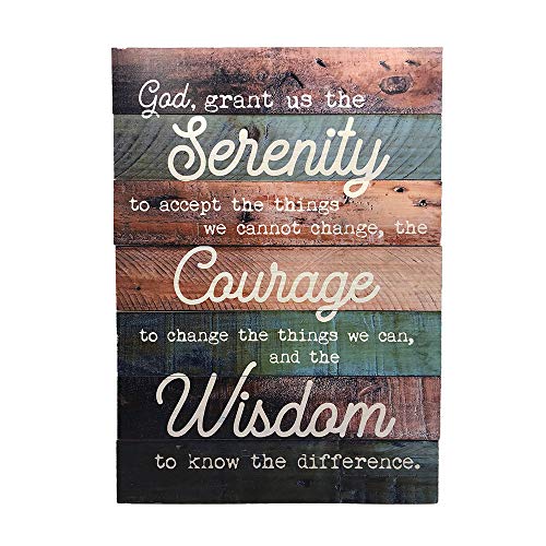 Rustic Serenity Prayer Wall Decor - Real Wood Serenity Prayer Sign - 12"x17" - Charming Farmhouse Serenity Sign Decor - Pallet Serenity Prayer Wall Art