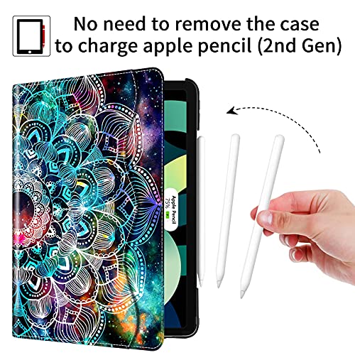 VORI iPad Air 5th/4th Generation 10.9 Inch 2022/2020 Case with 360 Rotating, Multi-Angle Viewing Folio Stand Cover with Pocket, Auto Sleep/Wake for iPad Air 4 & 5 case, Mandala Galaxy