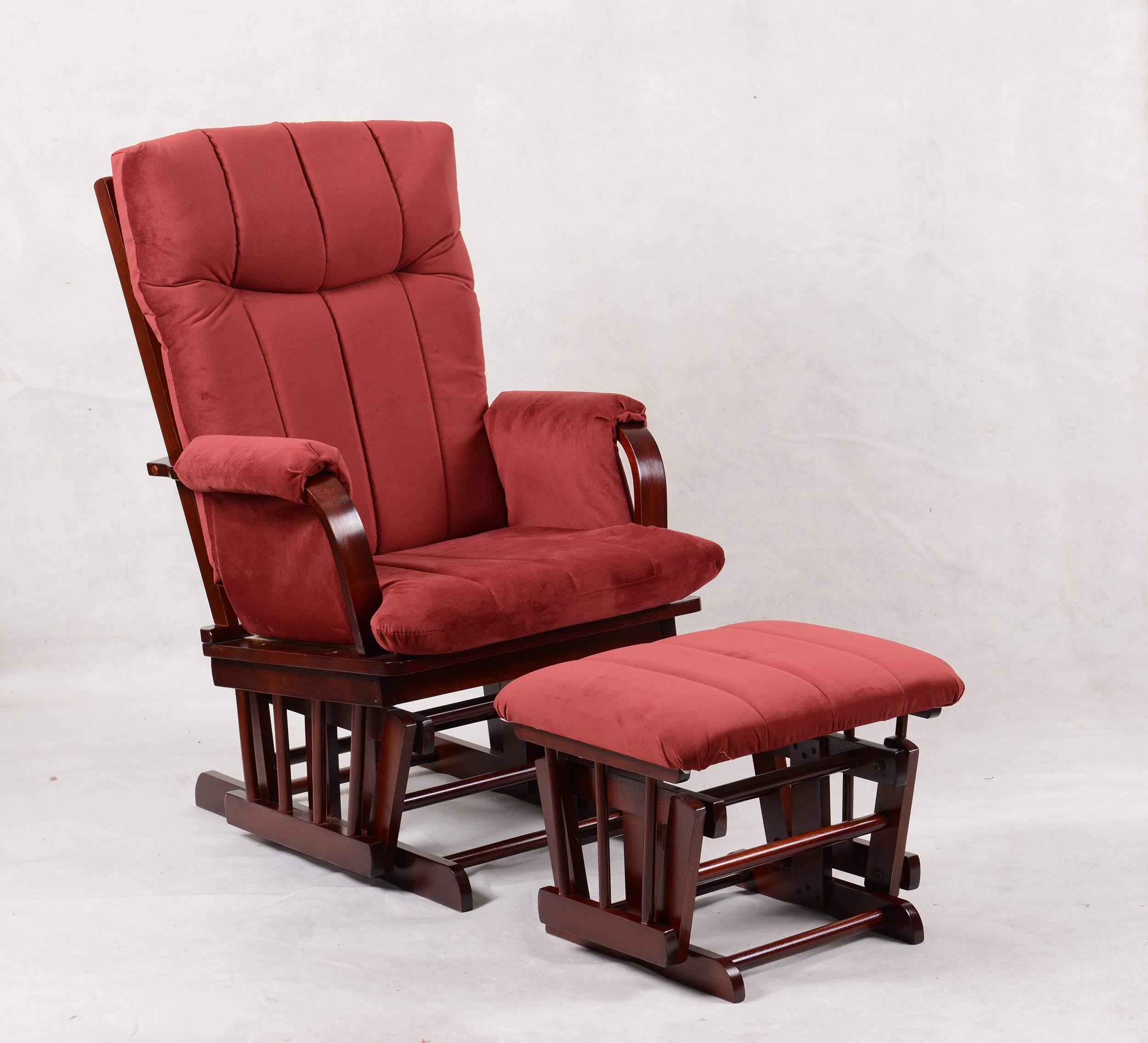 Artiva USA Home Deluxe Microfiber Cushion Cherry Wood Glider Rocker Chair and Ottoman Set (Marsala)