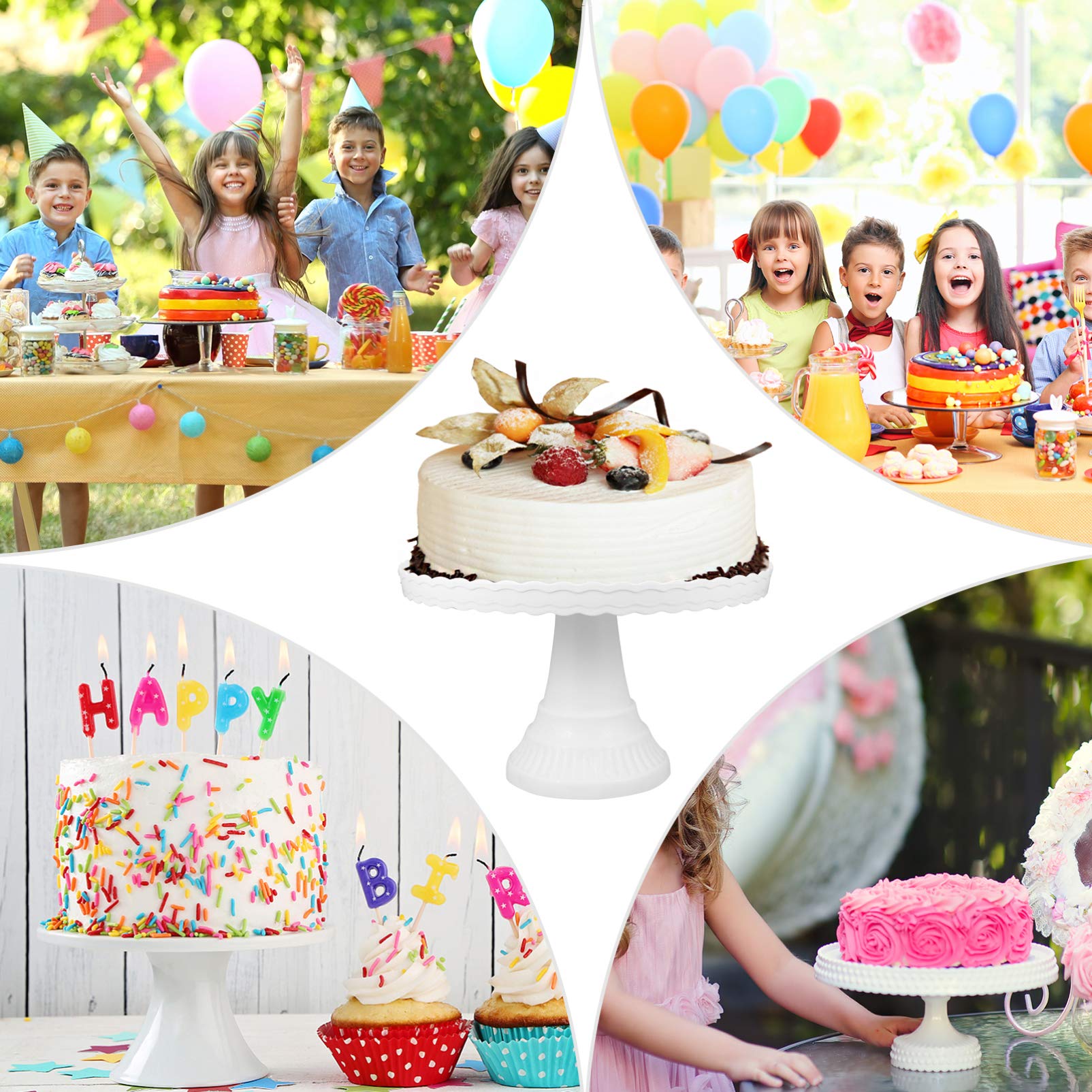 32.5cm Cake Stand White Cake Stand Birthday Cake Server Plate Round Cake Holder for Cupcakes Pastries Macarons Biscuits Wedding Party Decor