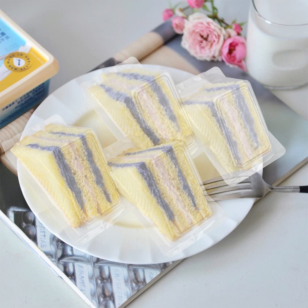 200pcs Plastic Cake Slice Container Clear Plastic Trays with Hinged Lid Sandwich Wedge Container Cheese cake Container Take Out Container Holders for Cake, Cheesecake, Tres Leches, Flan, Desserts