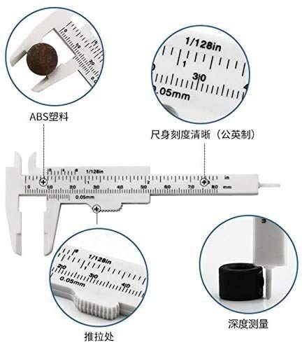 4pcs 0-80mm Double Rule Scale Plastic Vernier Caliper Measuring Student Mini Tool Ruler(White/Blue/Black/red)
