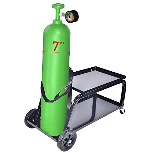 Aain Universal MIG Welding Cart, Rolling Welding Cart with Wheels for TIG MIG Welder, 110Lbs Capacity, Black