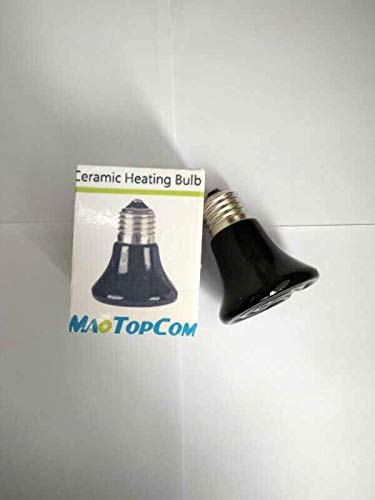 MaoTopCom 25 Watt Mini Black Reptile Heat Lamp Bulb 2 Pack 25W 60MM Pet Infrared Ceramic Heat Emitter for Brooder Coop Lizard Lambs Snake No Light, AC 110V