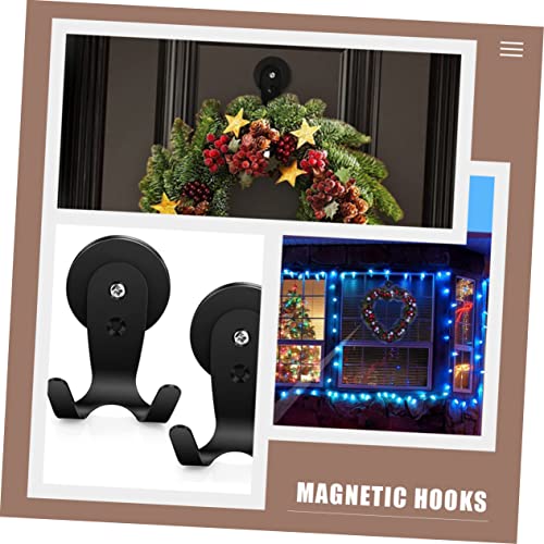 ABOOFAN 2pcs Wall Front Scarf Party Round Refrigerator Multi-Functional Door Wall-Mounted Bags Cup Duty Utility Towels Living Daily Hanger Black Mounted Prong Bag Hangers Use Wreath for
