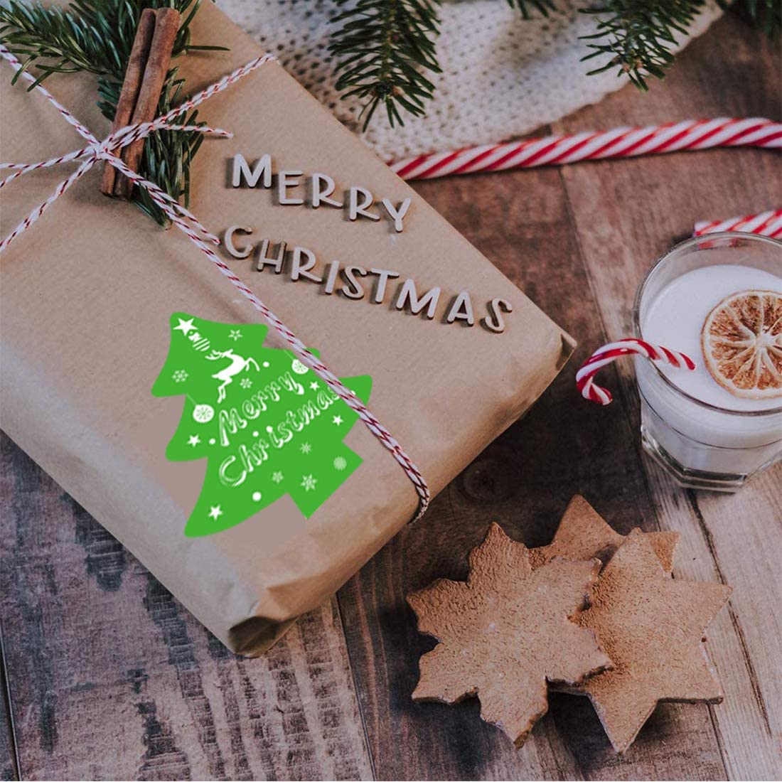 320 pcs Christmas Tree Stickers 2.3 X 2.5 inch Christmas Stickers for Envelopes Merry Christmas Holiday Sticker with Christmas Elements Tree Design for Cards Gift Envelope Arts and Crafts