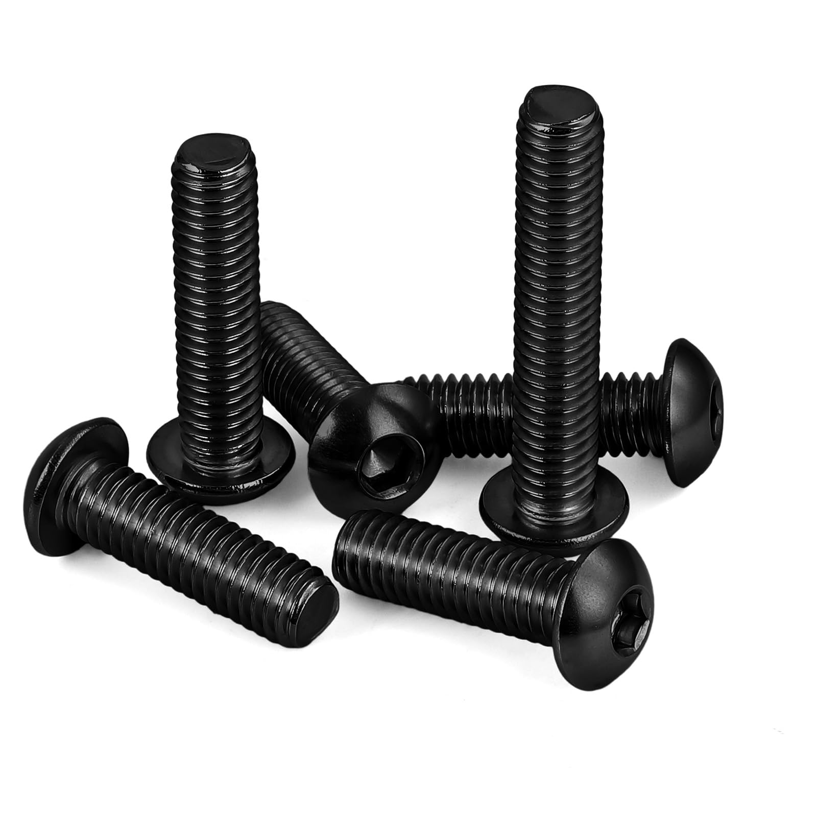 M5 x 16mm Button Head Hex Socket Cap Screws, 10.9 Grade Alloy Steel, Black Oxide Finish, 100 PCS