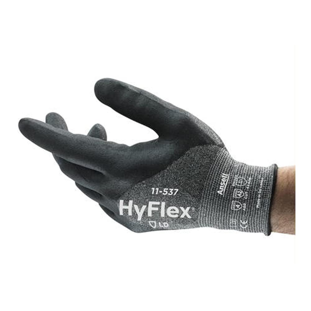 Ansell Healthcare 11537100 Series 11-537 HyFlex HPPE Glove, 3/4" Dipped, 18 Gauge, Size 10, Cool Gray (Pack of 144)