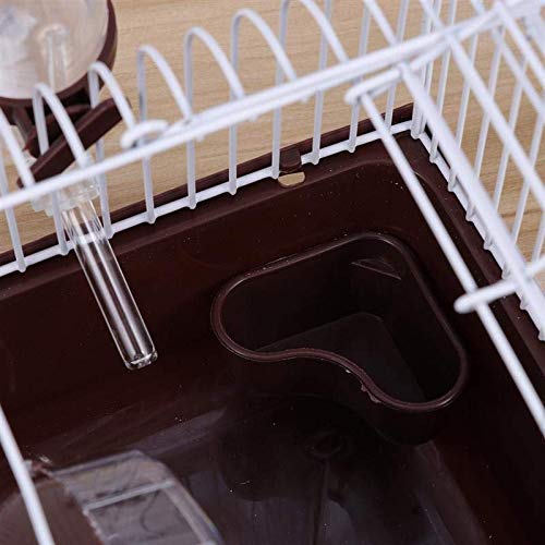 Pet Hamster Cage with Running Wheel Water Bottle Food Basin Portable Carrier House Mice Home Habitat for Going Out, Traveling (Coffee)