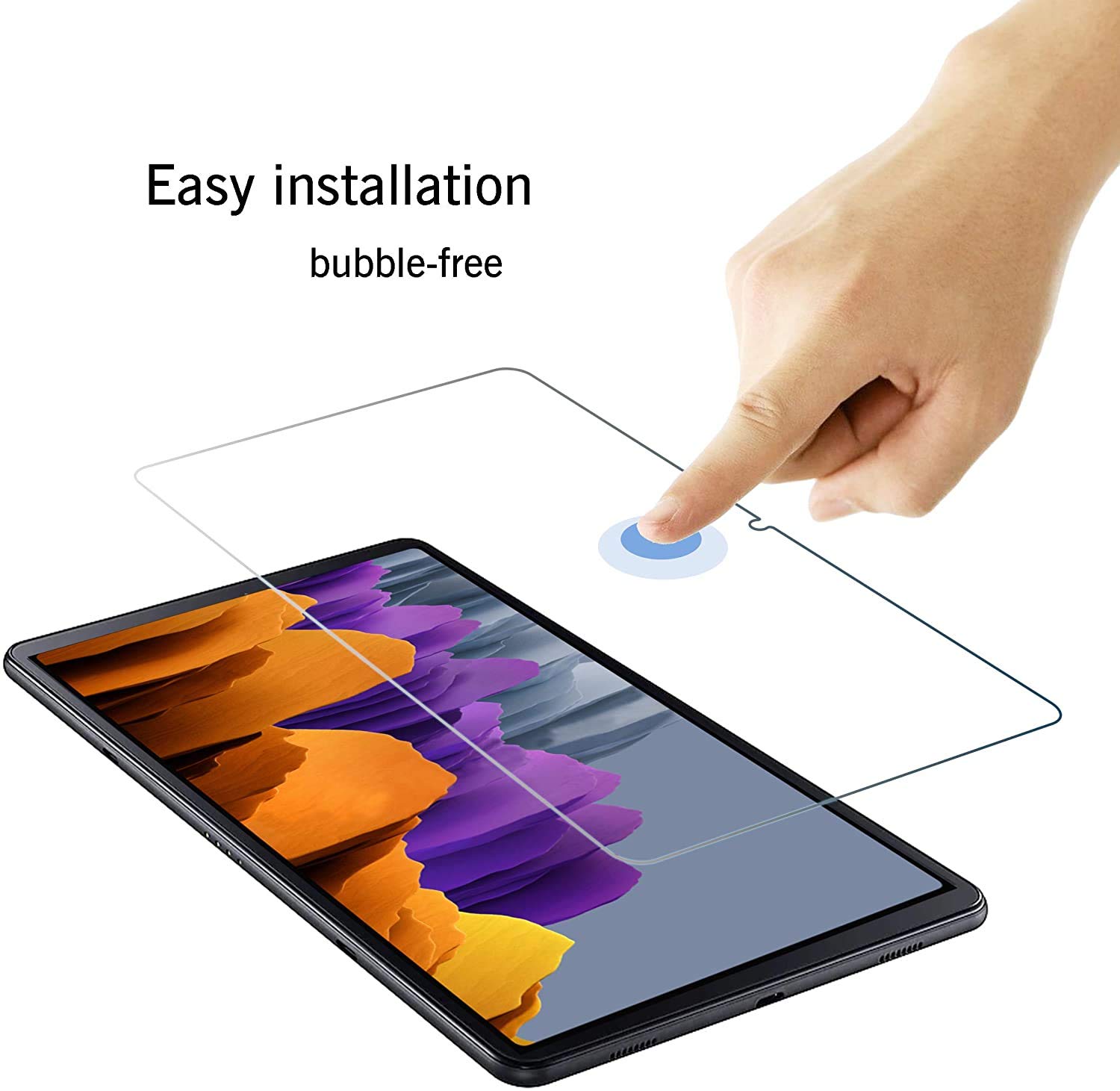 TANTEK [2-Pack Screen Protector for Samsung Galaxy Tab S7(SM-T870/T875,2020) 11 inch,Tempered Glass Film,Ultra Clear,Anti Scratch,Bubble Free