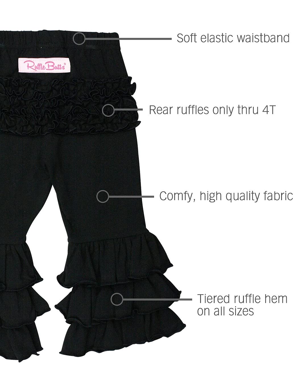 Black Ruffle Pants - 6-12m