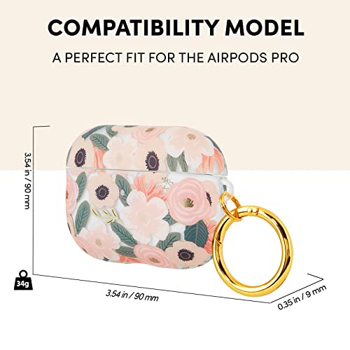 Rifle Paper Co. Airpods Pro Case Cover with Keychain [Wireless Charging Compatible] [Visible LED] Cute Case for Apple AirPods Pro with Floral Design, Anti Scratch, Slim, Shockproof - Wild Flowers
