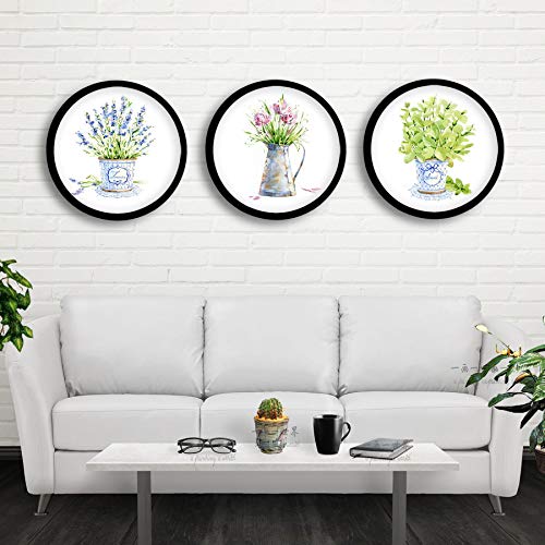 alblinsy Round Photo Frame Wooden Wall Hanging Picture Frames for Home Office Wall Decor (Black, 10 inch)