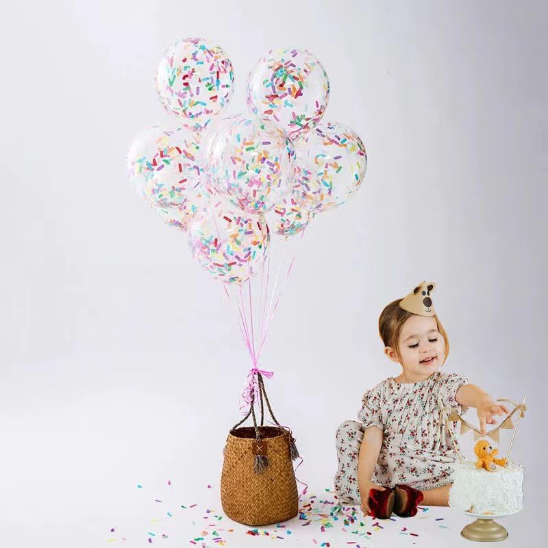 30PCS Party Balloon Birthday Balloons Sprinkles Confetti Balloon Pack - Ice Cream Sprinkle Balloons with Bright Confetti Party Decoration, Wedding, Bridal, Proposal
