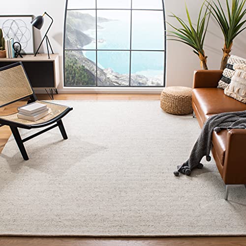 SAFAVIEH Micro-Loop Collection 8' x 10' Light Grey/Ivory MLP537F Handmade Premium Wool Area Rug