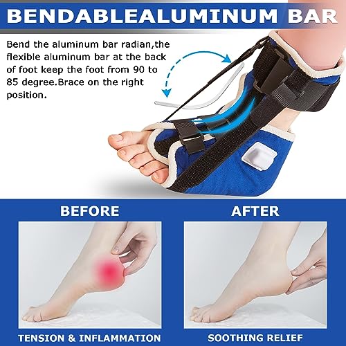 aldious 2-IN-1 Plantar Fasciitis Night Splint, Upgrade Foot Brace for Plantar Fasciitis Relief with Heated Ankle Heat Pad, 86-158β Adjustable Temperature, Auto Shut Off, Foot Drop Relief